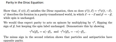 Solved Parity In The Dirac Equation Show That If Y T Chegg Com