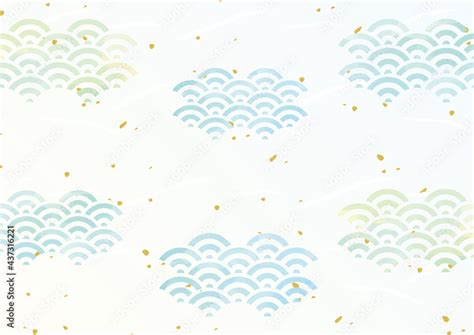 青海波 和紙風 水彩風タッチ背景 Stock Vector Adobe Stock