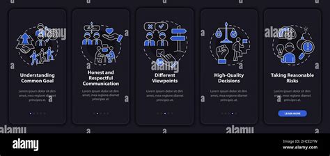 Teamwork Tips Night Mode Onboarding Mobile App Screen Stock Vector Image And Art Alamy