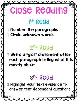 Text Dependent Questions Anchor Chart Ponasa