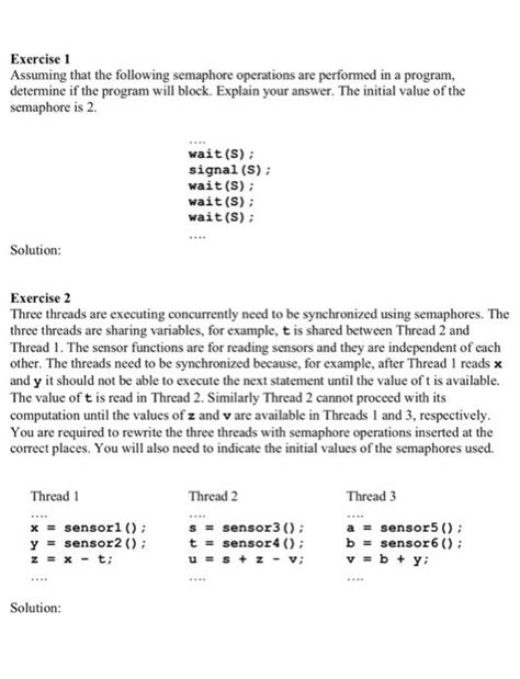 Solved Exercise 1 Assuming That The Following Semaphore