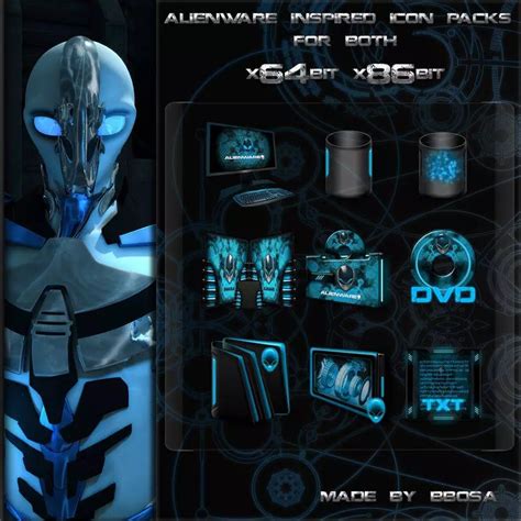 Icons Inspiration Of Alienware Black And Blue Set From Bbosa For 7tsp Download On
