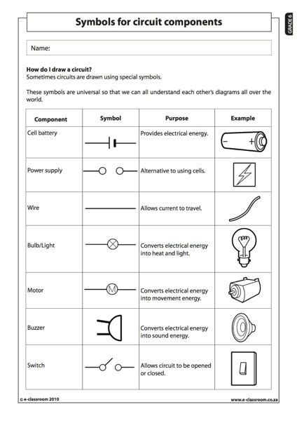 Circuit Diagrams Worksheet Grade 9 Photos ~ Circuit Diagrams