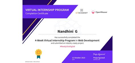 nandhini g on linkedin virtual internship program web development open weaver inc
