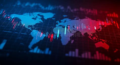 Global Stock Market Data Analysis On World Map Candlestick Chart For Financial Trading Stock