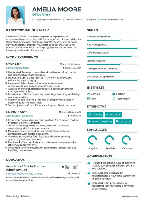 10 Office Clerk Resume Samples And Templates For 2025