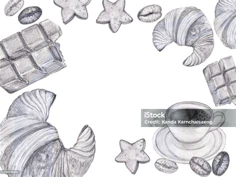 스케치 연필 라인 아메리카노 아이콘 커피 콩 계피 음료 초콜릿 바 스타 쿠키 레스토랑 카페 바 다방 커피숍을 위한 일러스트레이션 디자인 계피에 대한 스톡 벡터 아트 및 기타