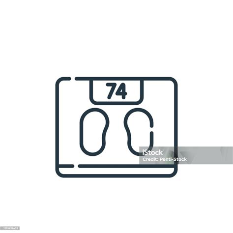 중량 배율 벡터 아이콘입니다 체중 스케일 편집 가능한 스트로크 웹 및 모바일 앱 로고 인쇄 매체에 사용하기 위한 중량 배율 선형 기호입니다 얇은 선 그림 벡터 격리 된