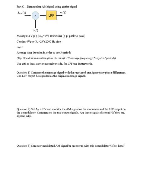 Solved Part C− Demodulate Am Signal Using Carrier Signal