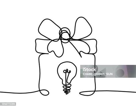 느낌표가 있는 추상선물 상자가 흰색 배경에 연속 선 그리기로 표시됩니다 무엇을 사야 할지 생각 구매에 대한 스톡 벡터 아트 및 기타 이미지 Istock