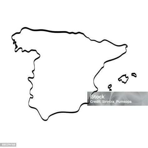 스페인 개요 그래픽 자유 그리기를 흰색 바탕에 매핑합니다 벡터 일러스트 레이 션 0명에 대한 스톡 벡터 아트 및 기타 이미지