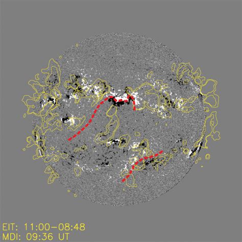 Contours Of Euv Dimming Deduced From Eit 195Å195Å Image Pair At 11 00