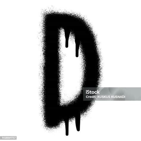 낙서 글꼴 알파벳 D와 검은 스프레이 페인트 벡터 그림입니다 0명에 대한 스톡 벡터 아트 및 기타 이미지 0명 거리 예술