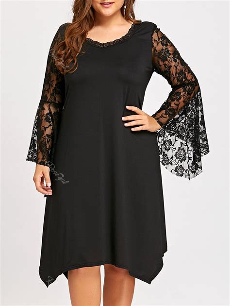 60 Off Plus Size Lace Bell Sleeve Dress Rosegal