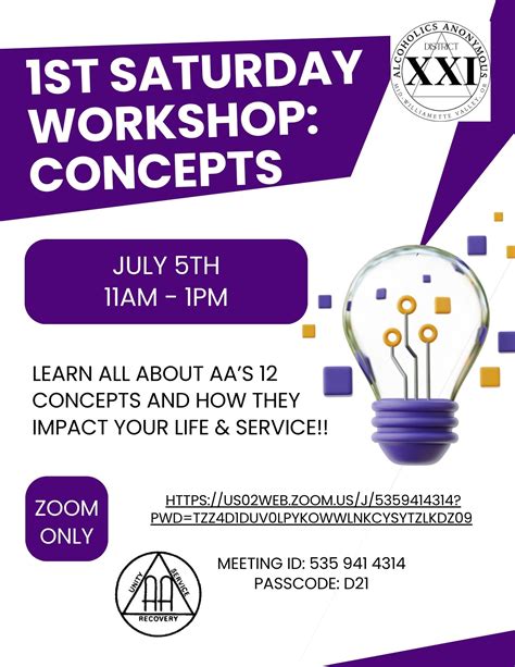 1st Saturday District Concepts Virtual Workshop Alcoholics Anonymous