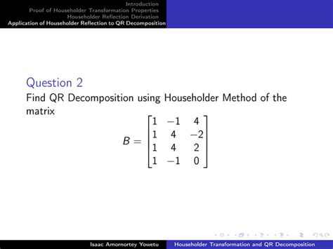 Householder Transformation Householder Reflection With Qr
