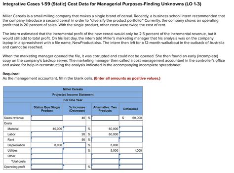 solved integrative cases 1 59 static cost data for