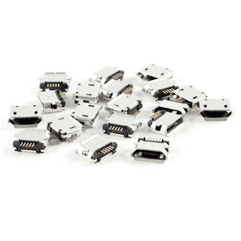 Micro Usb Type B Female Port 5 Pins 180 Degree Smd Smt Soldering