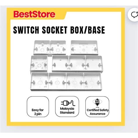 Pvc Conceal Soket Switch Kotak Suis Power Socket Cover Box Casing Plug Socket Base Nut Box 3x3