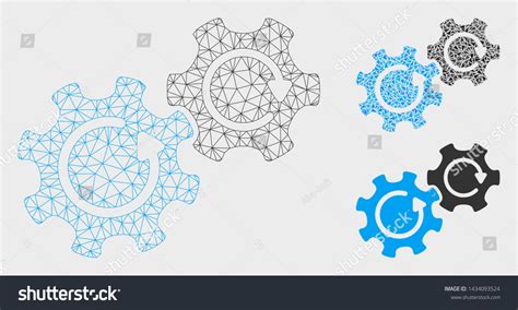 Mesh Gears Rotation Model With Triangle Mosaic Royalty Free Stock