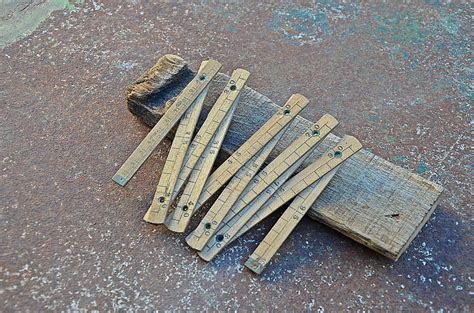 Wood Folding Ruler Old Meter 1950s Folding Ruler 1 Meter Ruler