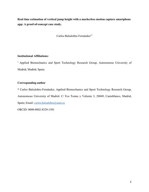 Pdf Real Time Estimation Of Vertical Jump Height With A Markerless Motion Capture Smartphone