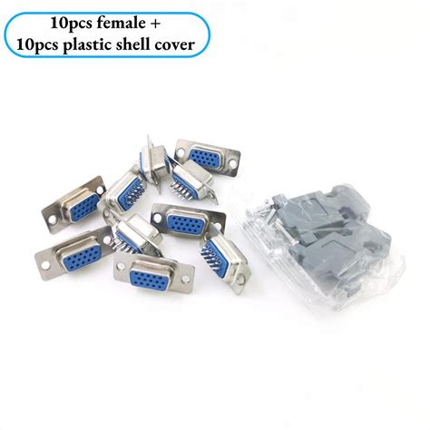 10 Sets Rs232 Parallel Serial Port Db15 3 Rows 15 Pin D Sub 10pcs Male Female Solder Connector