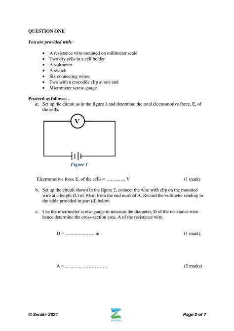 SOLUTION Physics Form Paper Zeraki Achievers Question Paper Studypool