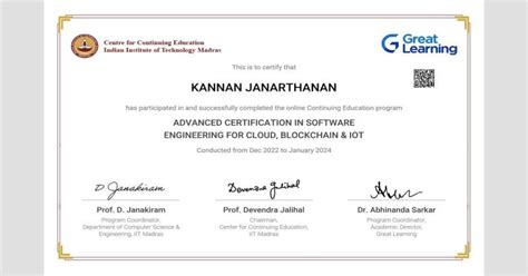 kannan janarthanan on linkedin kannan janarthanan successfully completed iit madras advanced