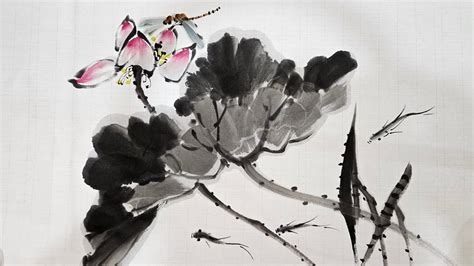 연꽃 힐링수묵화연꽃 잠자리 다산 수묵화 동양화 인스타그림 미술 취미 힐링 예술 대구 팔공산 한국화 그림