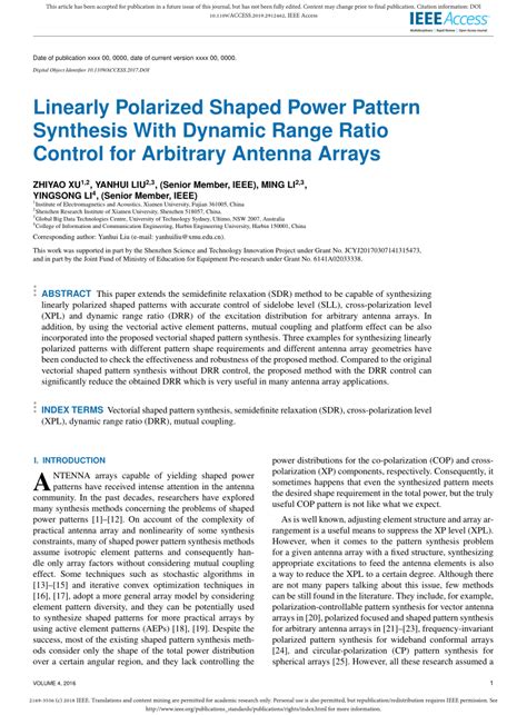 Pdf Linearly Polarized Shaped Power Pattern Synthesis With Dynamic