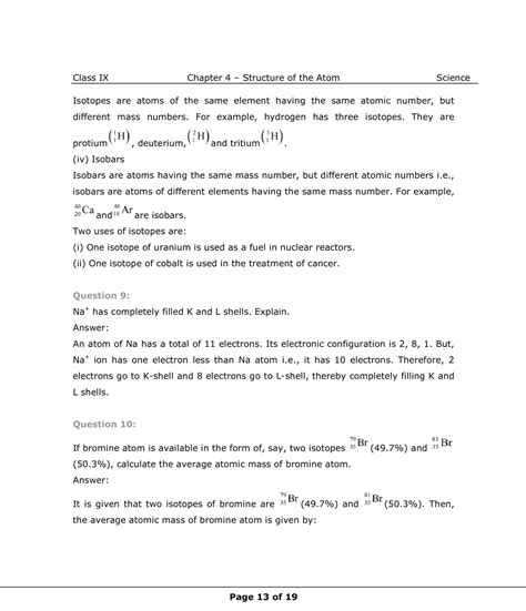Class 9th Science Structure Of The Atom NCERT Solution CBSE 2023