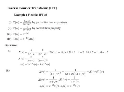 Inverse Fourier Transform Ift Calculator