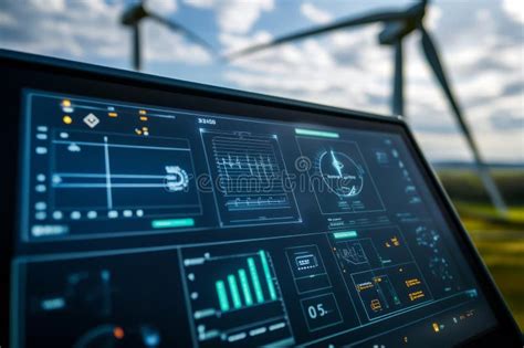 Control Interface For Monitoring Renewable Energy Sources And Wind Turbine Performance Stock