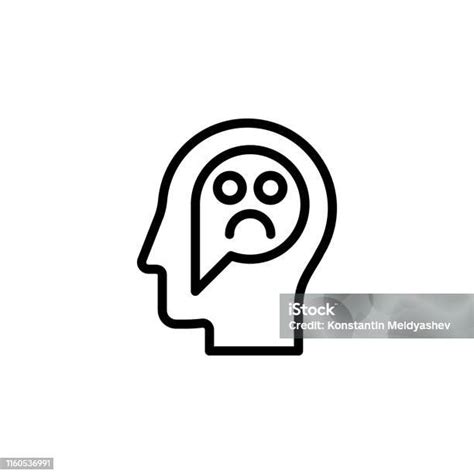 인간 뇌 감정 나쁜 아이콘 Ui 및 Ux 웹 사이트 또는 모바일 응용 프로그램에 대한 마음 프로세스 아이콘의 간단한 얇은 라인 개요 벡터 두통에 대한 스톡 벡터 아트 및