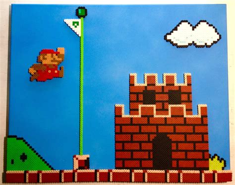 Super Mario Flagpole Castle Perler Bead Pixel Pattern Pixel Art Shop