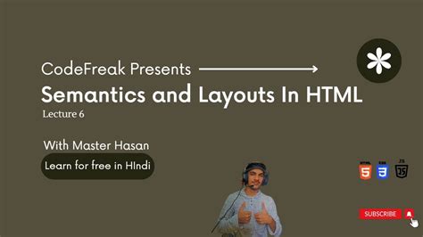 semantics in html chapter 2 lecture 6 web development in hindi codefreak youtube