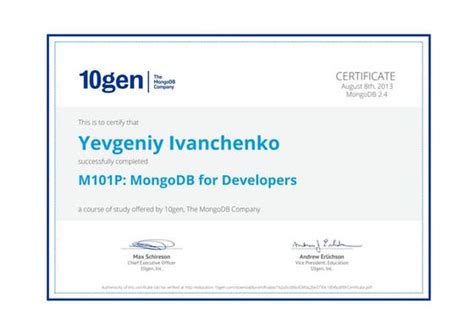 Mongodb University M101p Certificate Ppt
