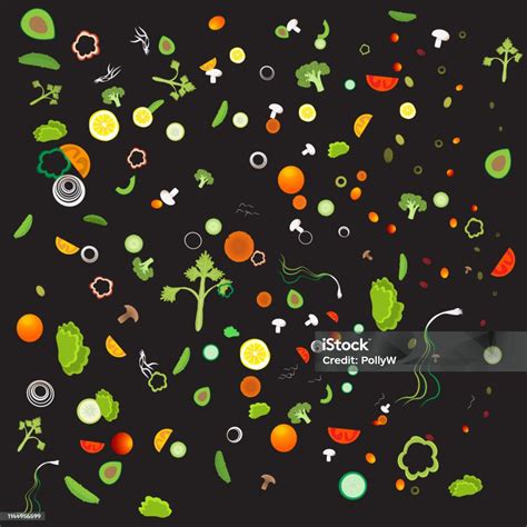 야채 패턴 채식 건강 식품 웹 및 인쇄 장식 벡터 일러스트 레이 션 가지 채소에 대한 스톡 벡터 아트 및 기타 이미지 가지 채소 개체 그룹 건강관리와 의술 Istock