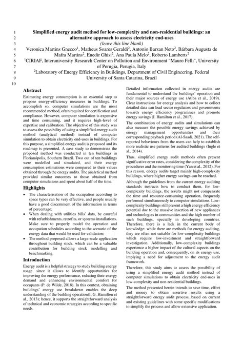 Pdf Simplified Energy Audit Method For Low Complexity And Non Residential Buildings An