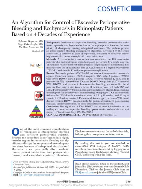 2025 An Algorithm For Control Of Excessive 11 Pdf Bleeding Hemostasis