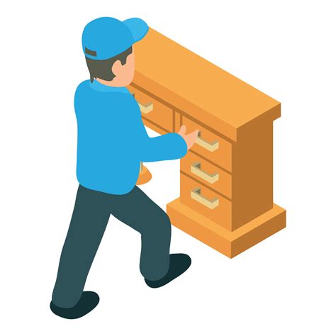 Furniture Assembly Icon Isometric Vector Worker Busy Assembling Office