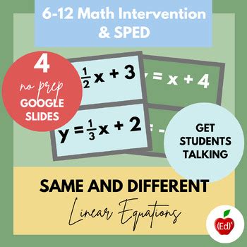 Linear Equations Activity Same And Different By CollaboratEd With Juliana