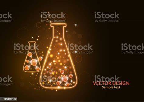 점 선 및 형태로 만들어진 프레임 그리드가 있는 테스트 실험실 플라스크 어두운 배경에 벡터 일러스트 아트 스타일 디자인입니다 3차원 형태에 대한 스톡 벡터 아트 및 기타