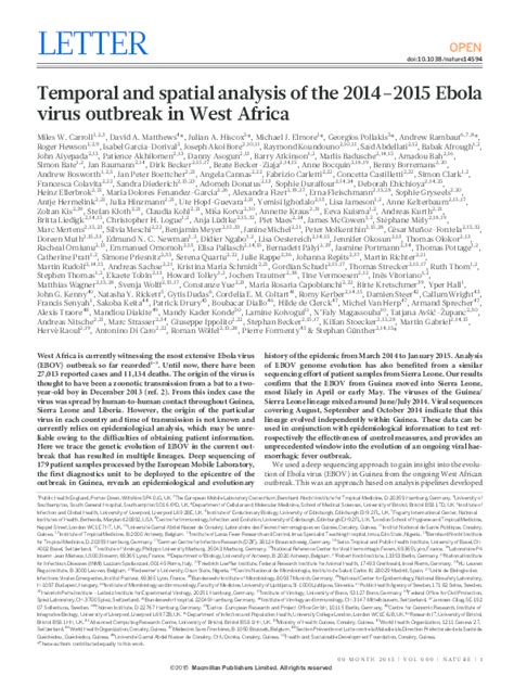 Pdf Temporal And Spatial Analysis Of The 2014 2015 Ebola Virus