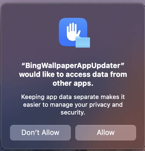 Bingwallpaperappupdater Would Like To Access Data From Other Apps