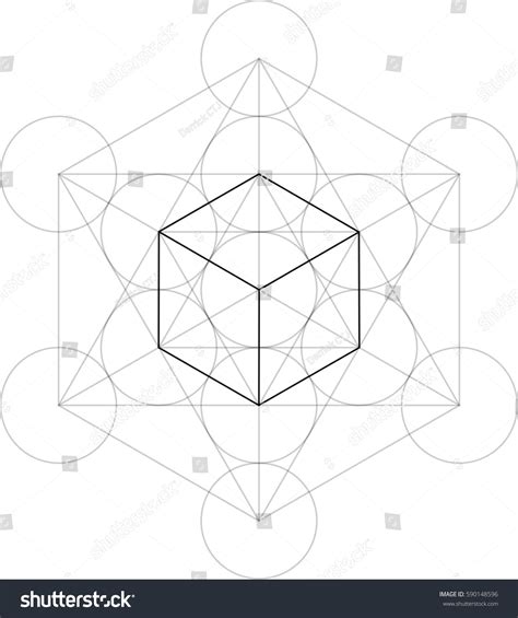 Sacred Geometry Hexagon Cube Stock Vector Royalty Free 590148596