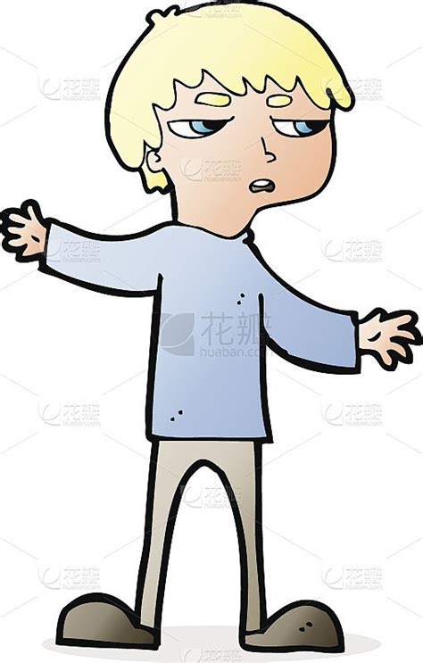 卡通生气的男孩