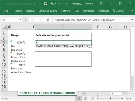 Contare Celle Con Errori Excel Excel Per Professionisti