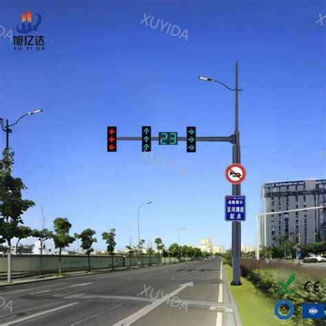 6m 7m Traffic Light Pole L Shaped Warning Intersection Traffic Signal Light Pole 7m Traffic